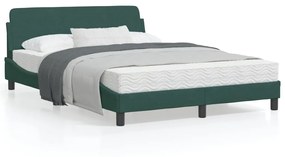 Rám postele s čelem tmavě zelený 140x190 cm samet - Default Title