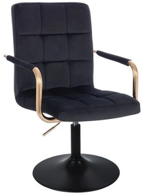 LuxuryForm DESIGN Otočná židle VERONA GOLD VELUR na černém talíři - černá