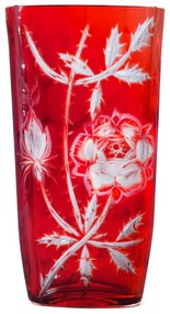 Bohemia Crystal Broušená váza Rose 255mm červená