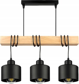 Závěsná Led stropní lampa Moderní převis Dřevěný nosník Loft Černá