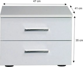Ložnicový komplet (skříň+postel 160x200+2 x noční stolek), bílá / vysoký bílý lesk HG, ASIENA