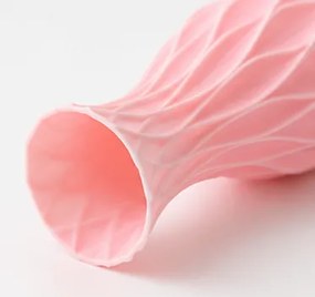 váza, styl moderní, plast, 14x7,6x7,6 cm, růžová, Dekorino VD0260011