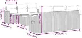 7dílná zahradní sedací souprava s poduškami béžová polyratan 3259034