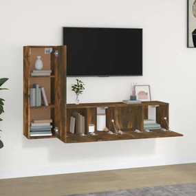 3dílný set TV skříněk kouřový dub kompozitní dřevo 3120257