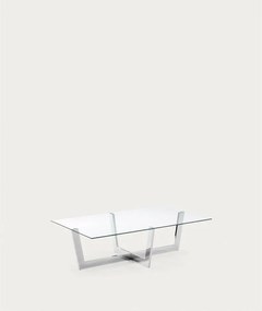 Konferenční stolek se skleněnou deskou ve stříbrné barvě 70x120 cm Plam – Kave Home