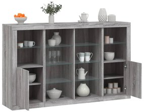 Příborníky s LED osvětlením 3 ks šedé sonoma kompozitní dřevo 3209140