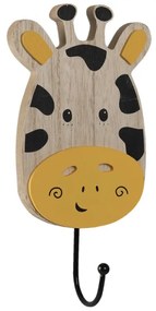 Nástěnný kovový háček s dřevěnou hlavou žirafy – 11x4x21 cm