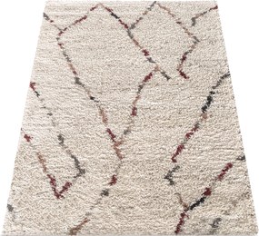 DY Krémový huňatý koberec s abstraktním vzorem Santo 04 Rozměr: 80x150 cm