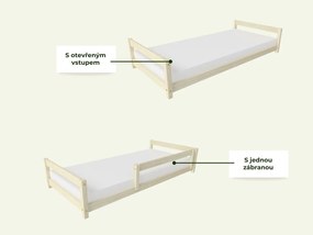 Benlemi Dětské dřevěné jednolůžko se dvěma čely LUCKY Zvolte barvu: Světle šedá, Zvolte rozměr: 80x200 cm, Zvolte zábranu: S otevřeným vstupem