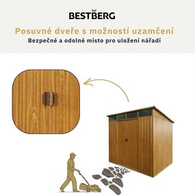 Zahradní domek BestBerg ZDSL-4D / 4,6 m² / 238 x 194 x 202 cm / dekor dřevo/hnědá