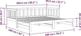 vidaXL Výsuvná postel 2x (80 x 200) cm masivní borovice [814708] Barva: Černá