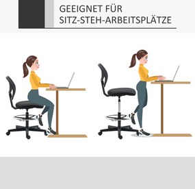 Kancelářská stojací židle Vinsetto, výškově nastavitelná ergonomická kancelářská židle, otočná židle s nastavitelnou opěrkou nohou, černá pro pohodln…