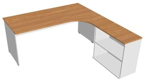 Sestava stolu a skříně levá 180 cm - Hobis Gate GE 1800 H L Dekor stolové desky: olše, Dekor lamino podnože: bílá