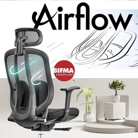 Ergonomická síťovaná kancelářská židle MOSH Airflow 616 – černá