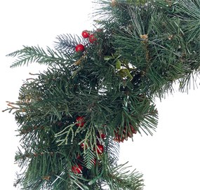 Osvícený vánoční věnec ⌀ 60 cm zelený ELBRUS Beliani