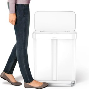 Bílý ocelový odpadkový koš 34+24 l na tříděný odpad/nášlapný Dual – simplehuman