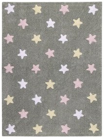 Bio koberec kusový, ručně tkaný Tricolor Stars Grey-Pink-120x160