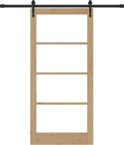 Posuvné dveře 93 x 202 cm Masivní borové dřevo a sklo Přírodní 3332343