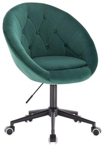 LuxuryForm DESIGN Otočné křeslo VERA VELUR na černé podstavě s kolečky - zelené