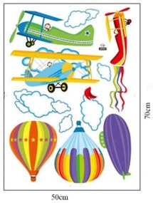 Samolepka na zeď "Balóny a letadla" 100x60 cm