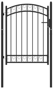 Zahradní branka s obloukem ocelová 100 x 125 cm černá