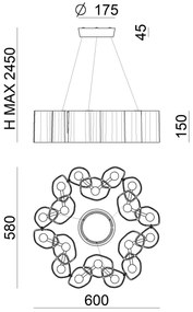Stilnovo 8682 Honey_PR, designové závěsné svítidlo, 35W LED 2700K stmívatelné, prům. 58cm