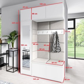 Předsíňová stěna Emi 21 - bílá Barva panelů: Pastelová růžová - Trinity 19