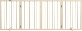 PawHut Bezpečnostní bariéra pro psy - modulární skládací pet plot 4 panely s podpěrnými nohami - 206 x 35,5 x 76 cm z přírodního dřeva