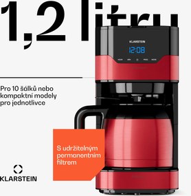 Klarstein Arabica, kávovar, 800 W, 1,2 l, Easy-touch control, stříbrno/černý