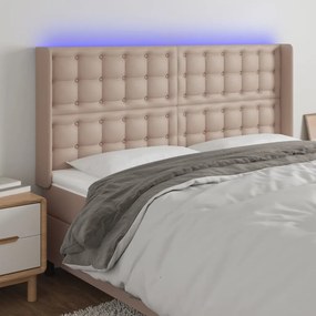 Čelo postele s LED cappuccino 163 x 16 x 118/128 cm umělá kůže 3124149