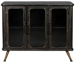 Černá kovová vintage komoda DUTCHBONE Denza 100 x 37 cm