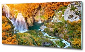 Wallmuralia Foto obraz sklo tvrzené Vodopád podzim 100x50
