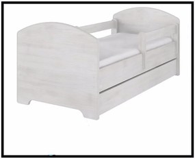 Dětská postel BÍLÁ 160x80 cm - 1x krátká + 1x dlouhá zábrana se šuplíkem