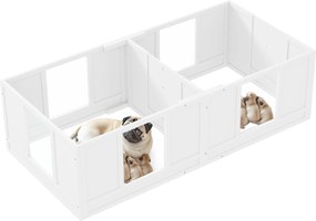 PawHut Box pro štěňata, Ohrádka pro štěňata s designem ve dvou místnostech, Ohrádka pro psy s dveřmi, Box pro štěňata pro malé psy, 164x80x48 cm, Bílá