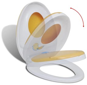 141766 vidaXL Bílo-žluté toaletní sedátko s pomalým sklápěním, pro děti/dospělé