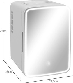 HOMCOM kosmetická lednička 10L, extra tichá 12V/240V k chlazení a ohřívání, malá lednička do ložnice na make-up