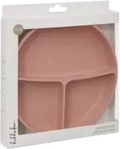 KikkaBoo Talíř dělený s přísavkou Platinum Silicone Blush / od 6 měsíc