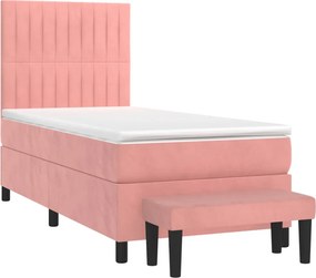 Box spring postel s matrací růžová 80 x 200 cm samet 3137934