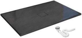 Rea BLACK STONE - Kamenná sprchová vanička 90 x 120 x 3,5 cm + sifon, černá, REA-K9603