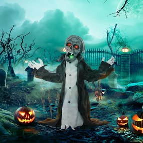 HOMCOM Halloweenská dekorace 75cm kostra s červenýma svítícíma očima a zvukem vytí, ovládaná pohybem, pro zahradu a interiér | Aosom.de