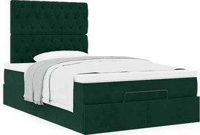 Osmanský rám postele s matracemi tmavě zelená 120x200cm samet 3313538