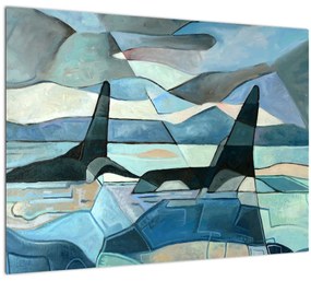 Skleněný obraz - Kosatky (70x50 cm)