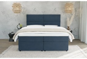 Tmavě modrá boxspring postel s úložným prostorem 180x200 cm Rico – Ropez