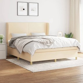 Box spring postel s matrací krémová 180x200 cm textil 3128386