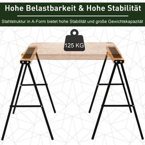 Pracovní kozlík HOMCOM skládací ocelový kozlík s protiskluzovou úpravou v oranžové a černé barvě 99,5 x 50 x 78 cm s nosností 125 kg