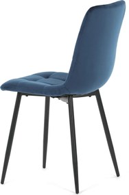 Jídelní židle CHRISTINE - modrý samet / černé kovové nohy
