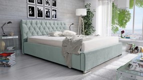 Eka Čalouněná postel LUXURIOUS 90x200 cm Barva látky Trinity: Světle zelená (Trinity 2321), Úložný prostor: S kovovým rámem úložného prostoru