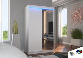 ADRK Furniture Posuvná skříň se zrcadlem a LED osvětlením REWENA 120 ADRK-SW-REW-W-120+L