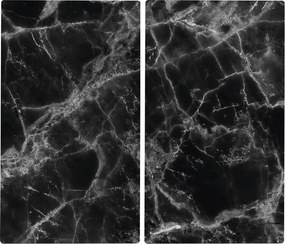 Ochranné skleněné panely MARBLE na sporáky – 2 ks, ZELLER, černé