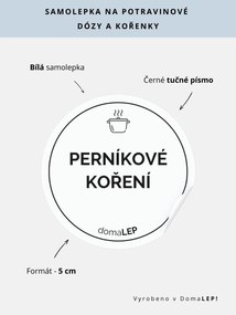 Samolepka na kořenky PERNÍKOVÉ KOŘENÍ bílá 5 cm tučné písmo